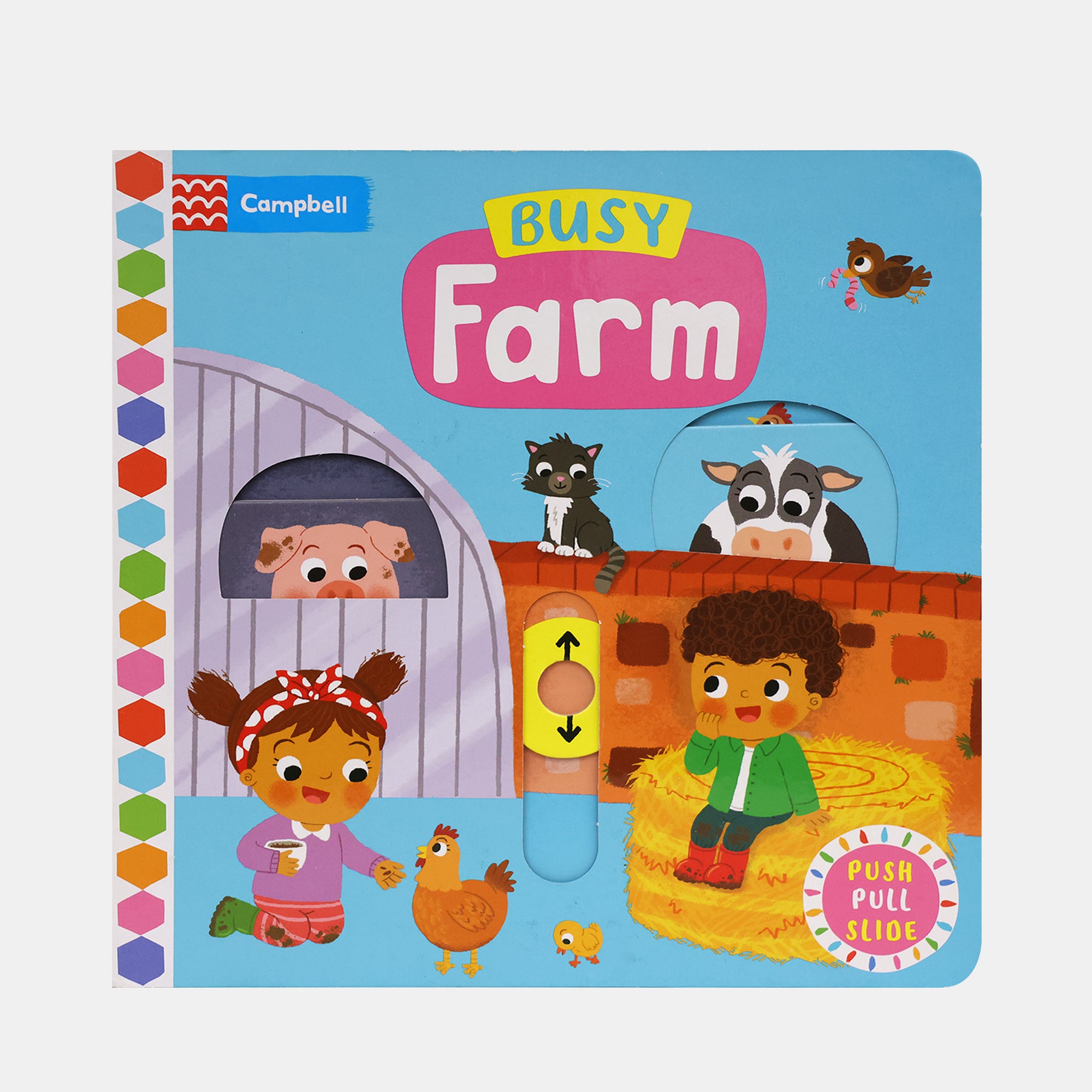 Busy Farm : A Push, Pull, Slide Book – BORDERS